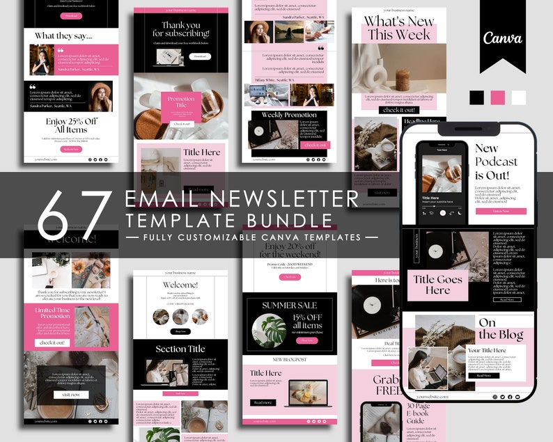 Email Newsletter Template Canva, Marketing Template Kit, Email ...