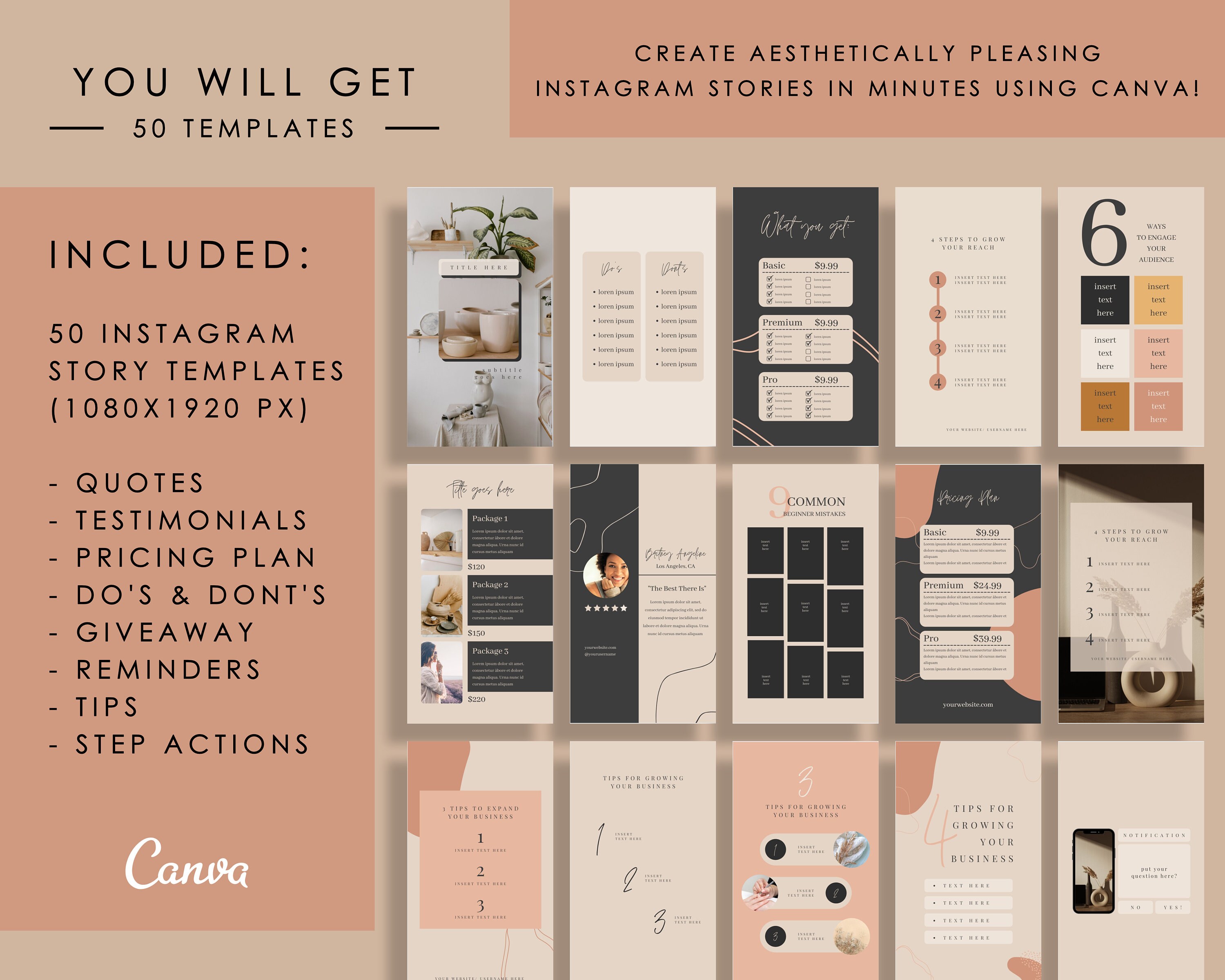 50 Boho Instagram Story Template Canva, Engagement Instagram Nude Beige ...
