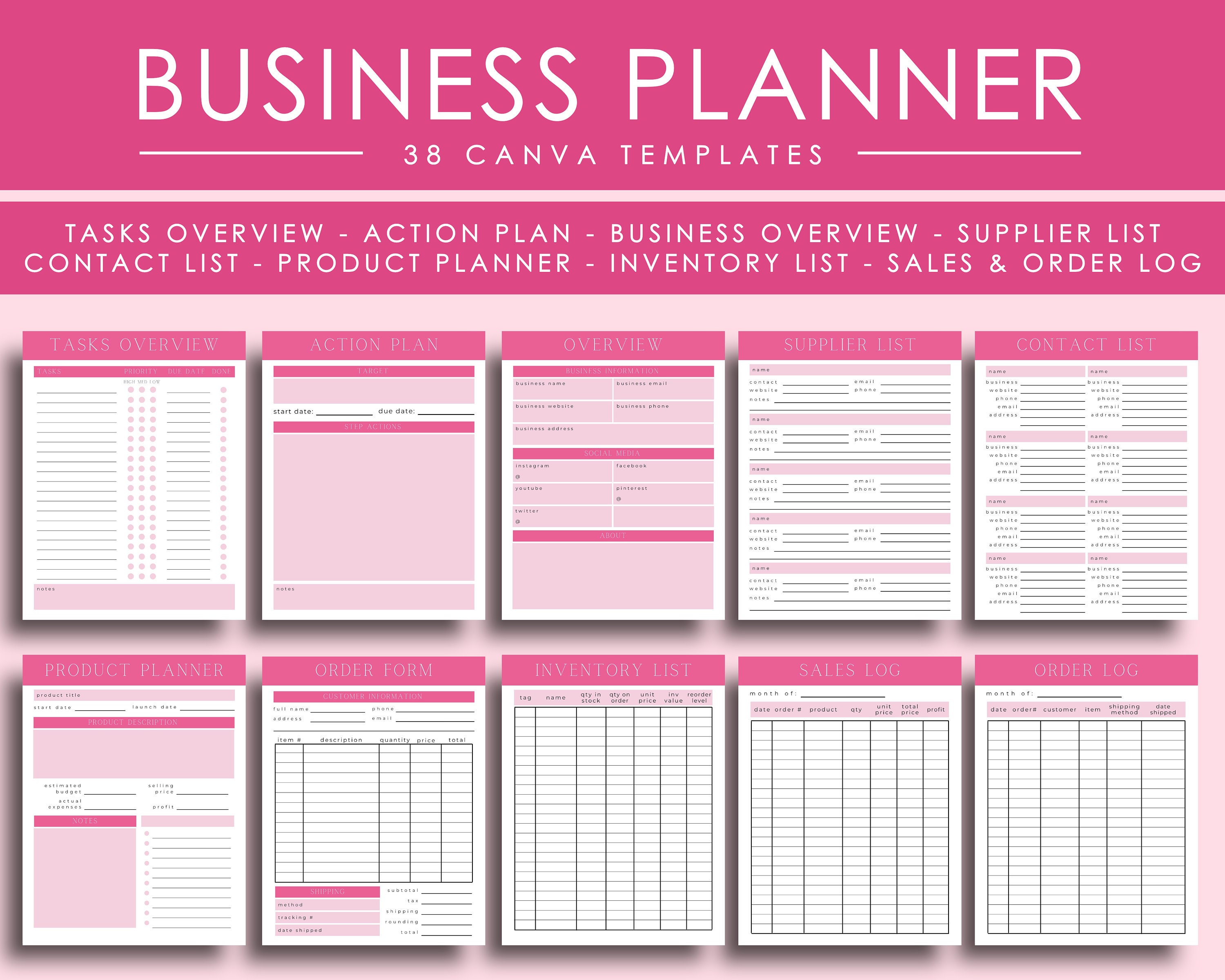 Business Planner & Organizer Printable and Editable Canva - Etsy