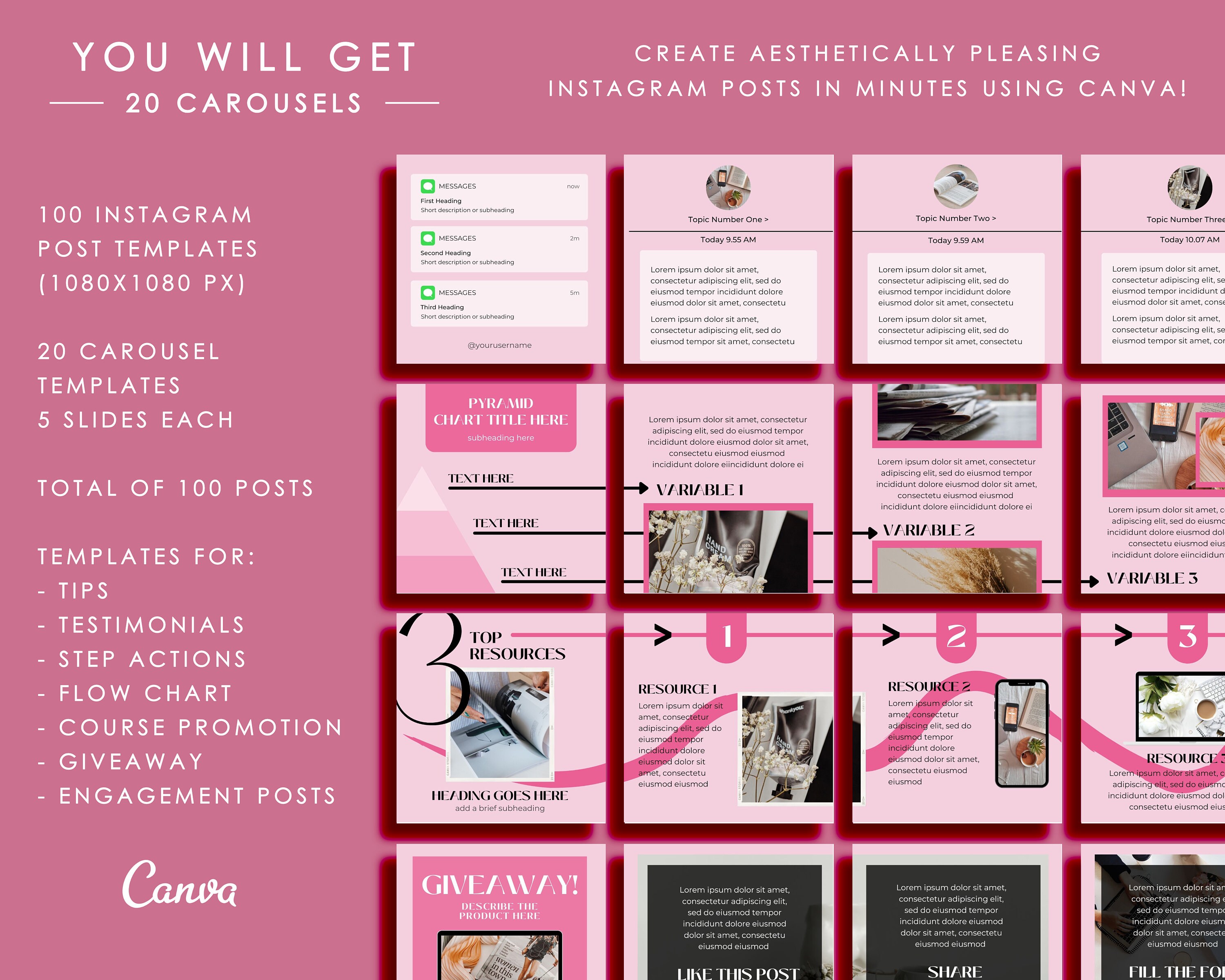 Pink Instagram Carousel Posts Canva for Business Coaches & Coaching ...