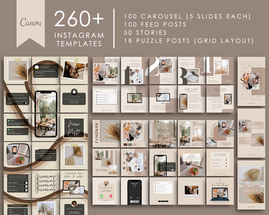 Canva Templates Bundle Boho Coaching Business Template - Etsy