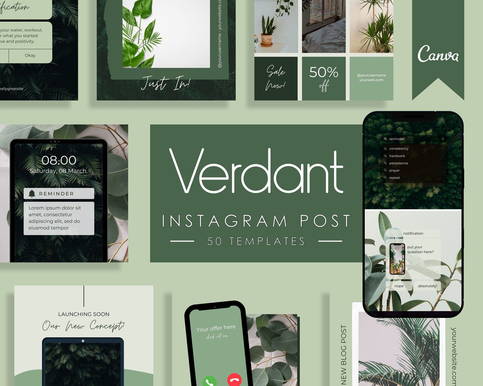 50 Editable Instagram Templates Bundle Canva, Social Media Template ...