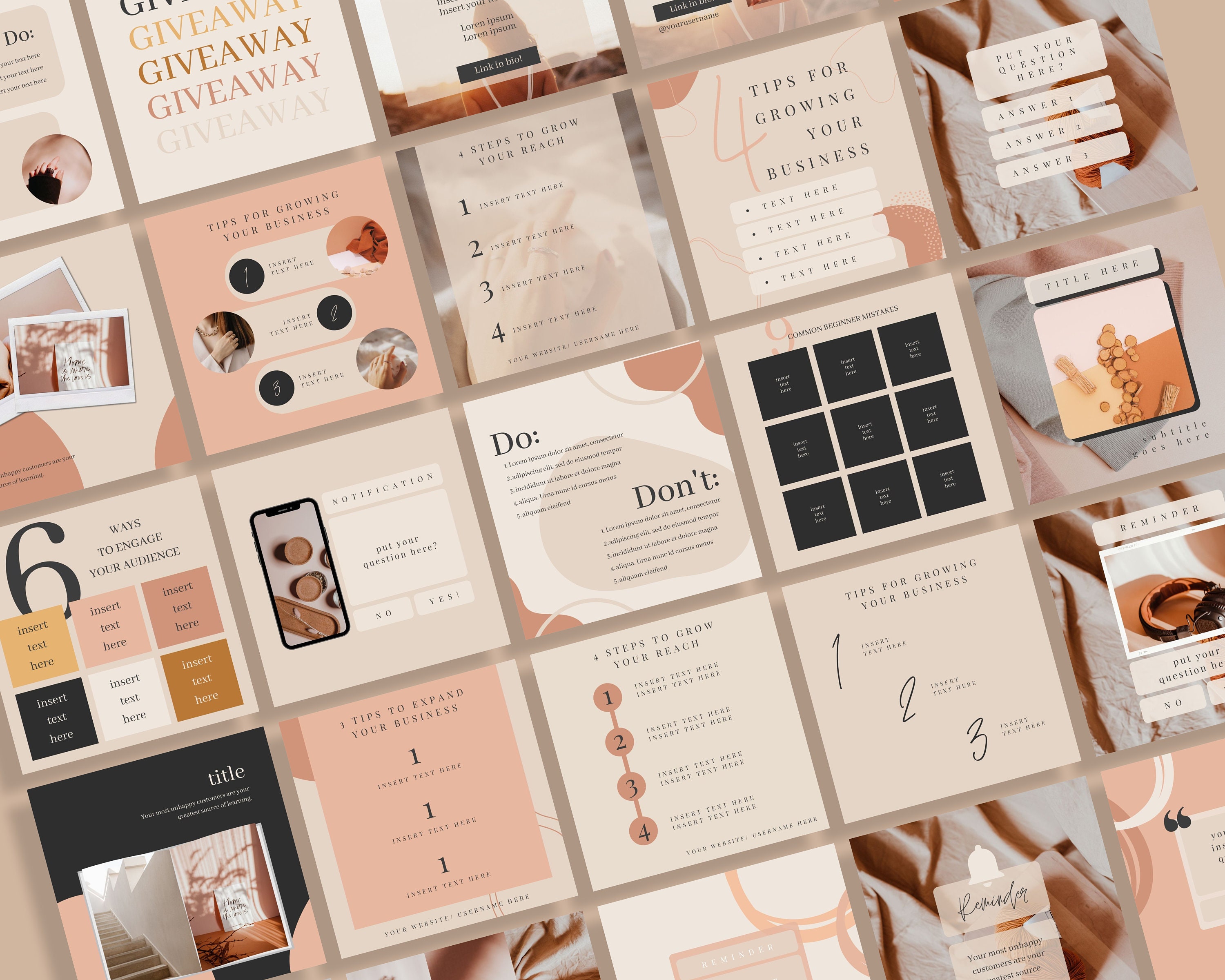 50 Boho Instagram Template Canva, Engagement Instagram Post Nude Beige ...