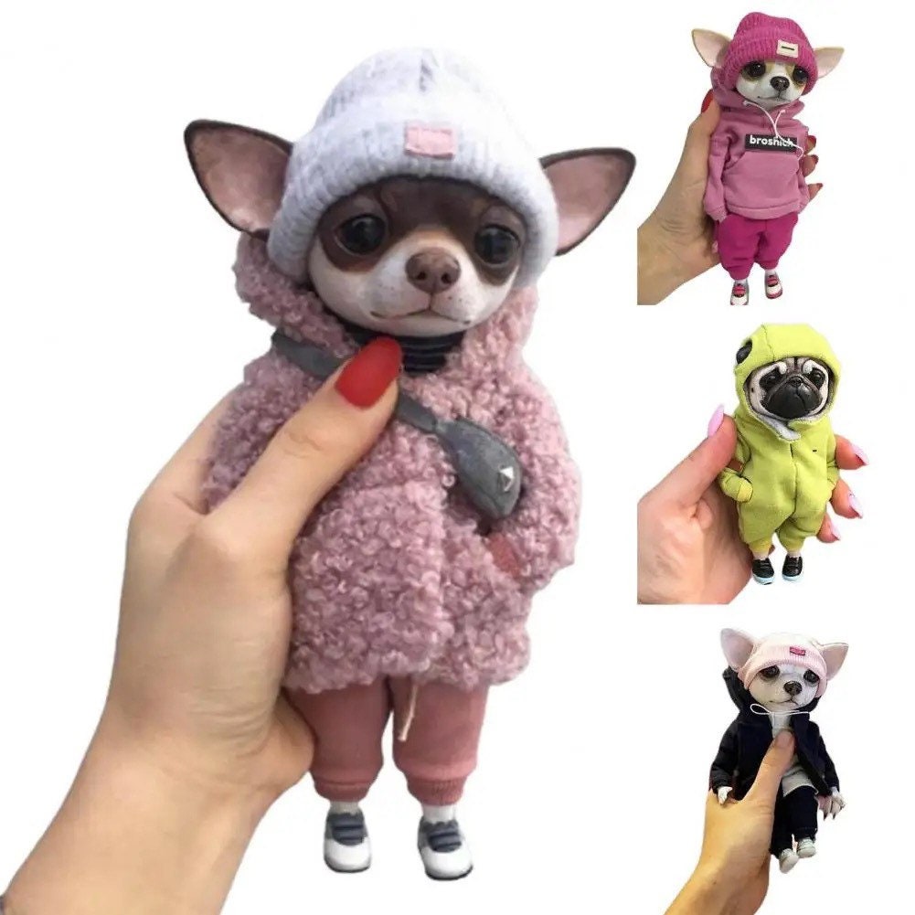 Small Dog Statues Sun-resistant Resin Garden Trinkets Standing Dog ...