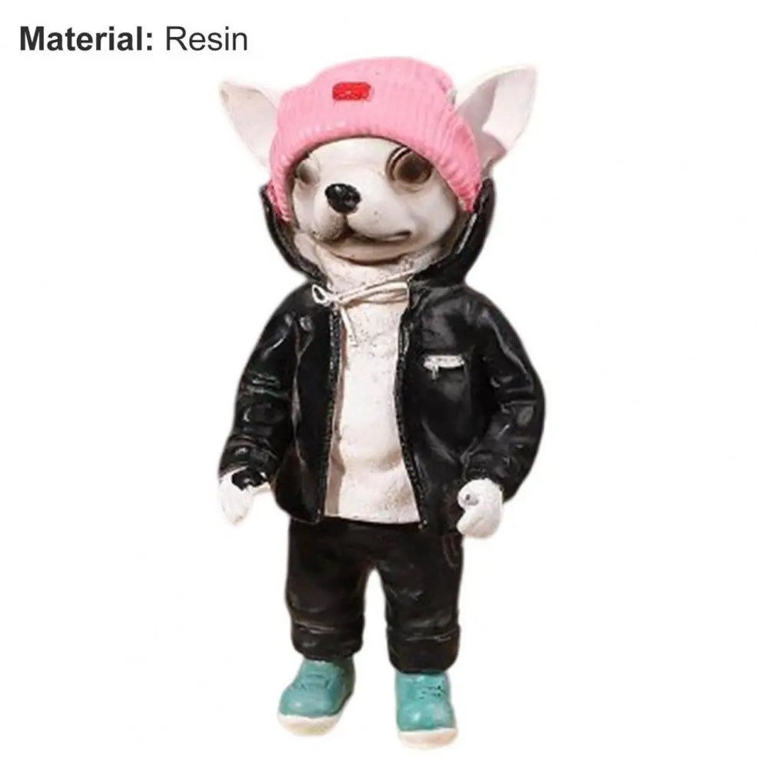 Small Dog Statues Sun-resistant Resin Garden Trinkets Standing Dog ...