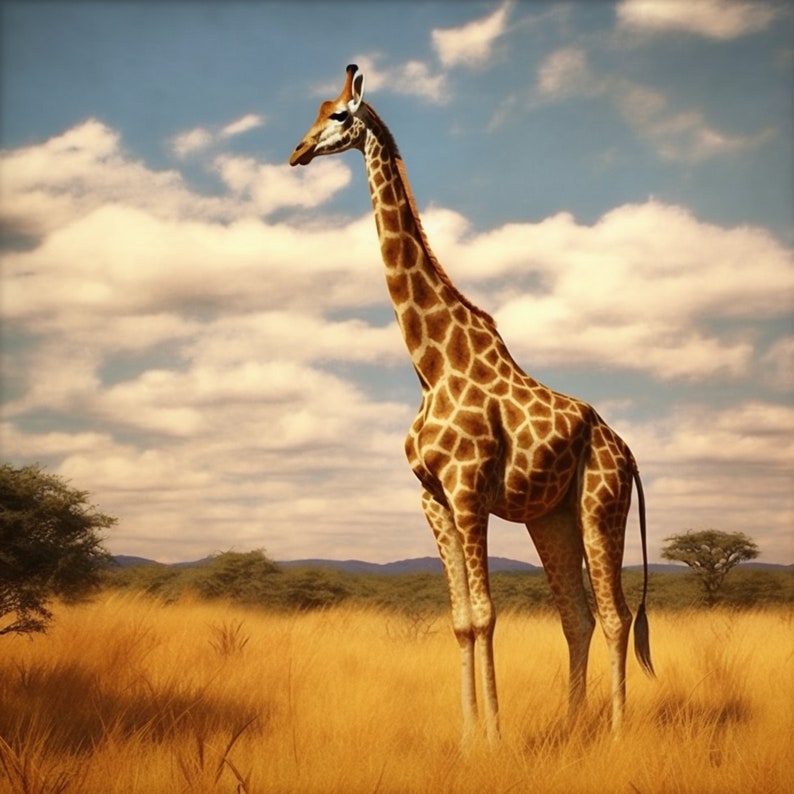 Giraffe Printable Poster, Animal Illustration, Animal Digital Download ...