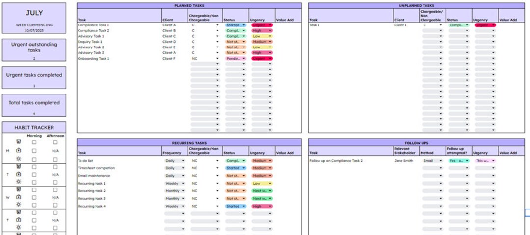 ADHD / Autism / Neurodiversity Friendly Work Tracker Incl Habit Tracker ...