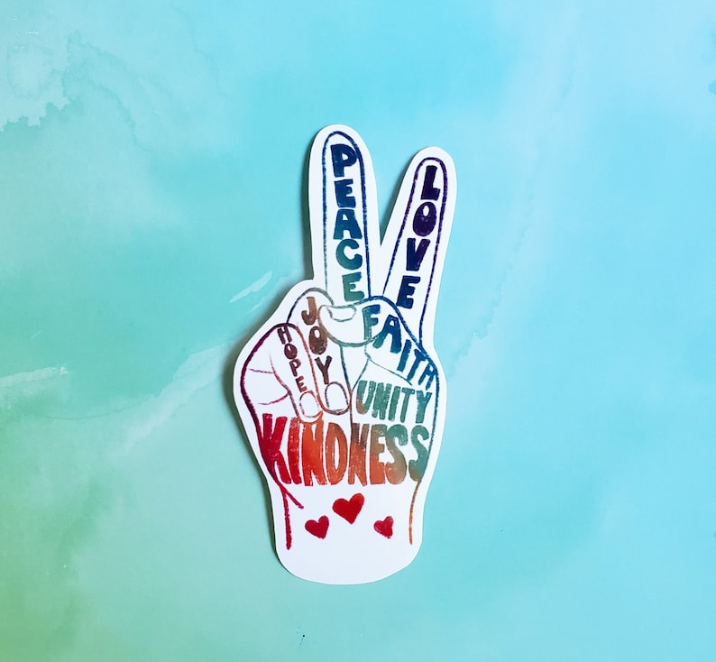 Peace Sign Vinyl Sticker, Love Hope Kindness, 5.5"x 2.5" - Etsy