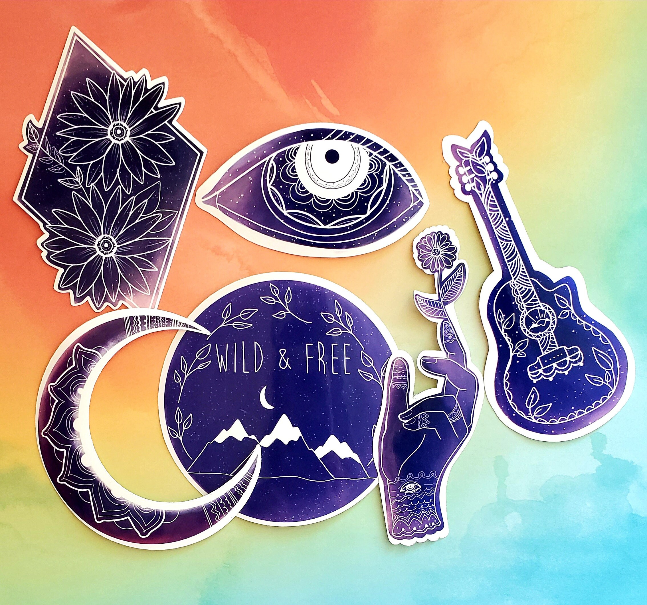 Boho Sticker Pack Boho Stickers Cool Stickers Galaxy - Etsy