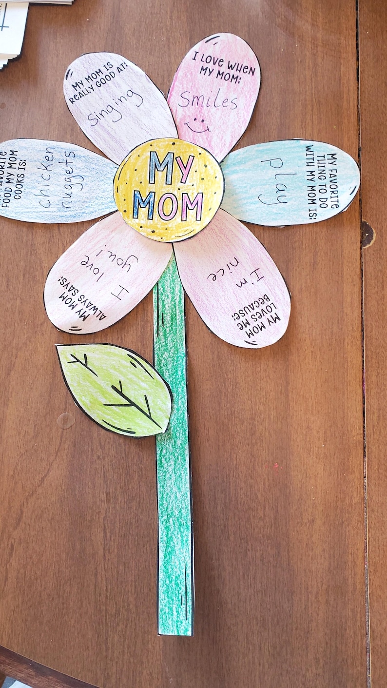 Mother's Day Flower Craft Printable, Kids Homeschool Activity (PDF ...