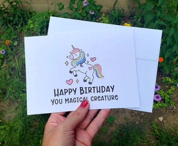 Happy Birthday You Magical Creature Funny Birthday Cards - Etsy