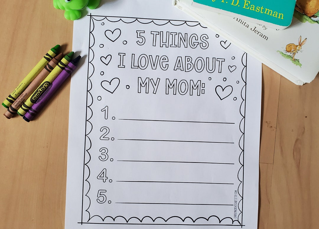 5 Things I Love About My Mom Printable, Mothers Day Printables - Etsy