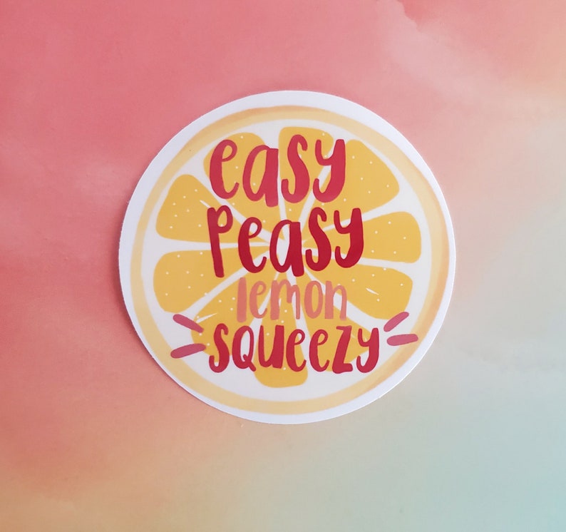 Easy Peasy Lemon Squeezy Vinyl Sticker Lemon Watercolor | Etsy