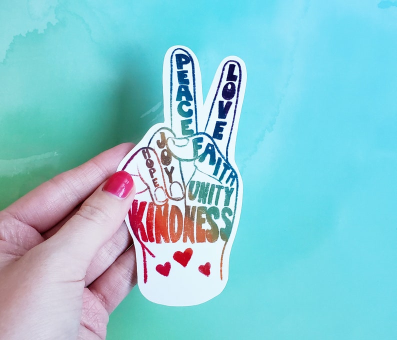Peace Sign Vinyl Sticker, Love Hope Kindness, 5.5"x 2.5" - Etsy