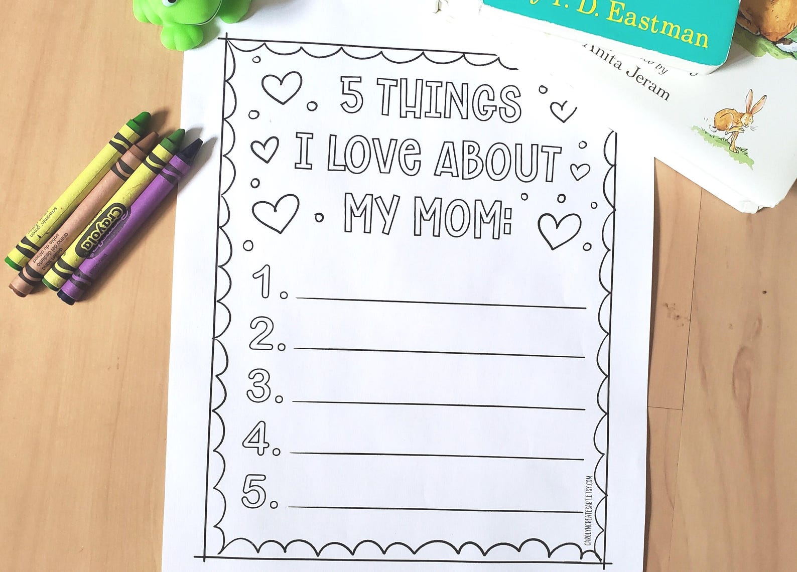5 Things I Love About My Mom Printable, Mothers Day Print, Digital ...