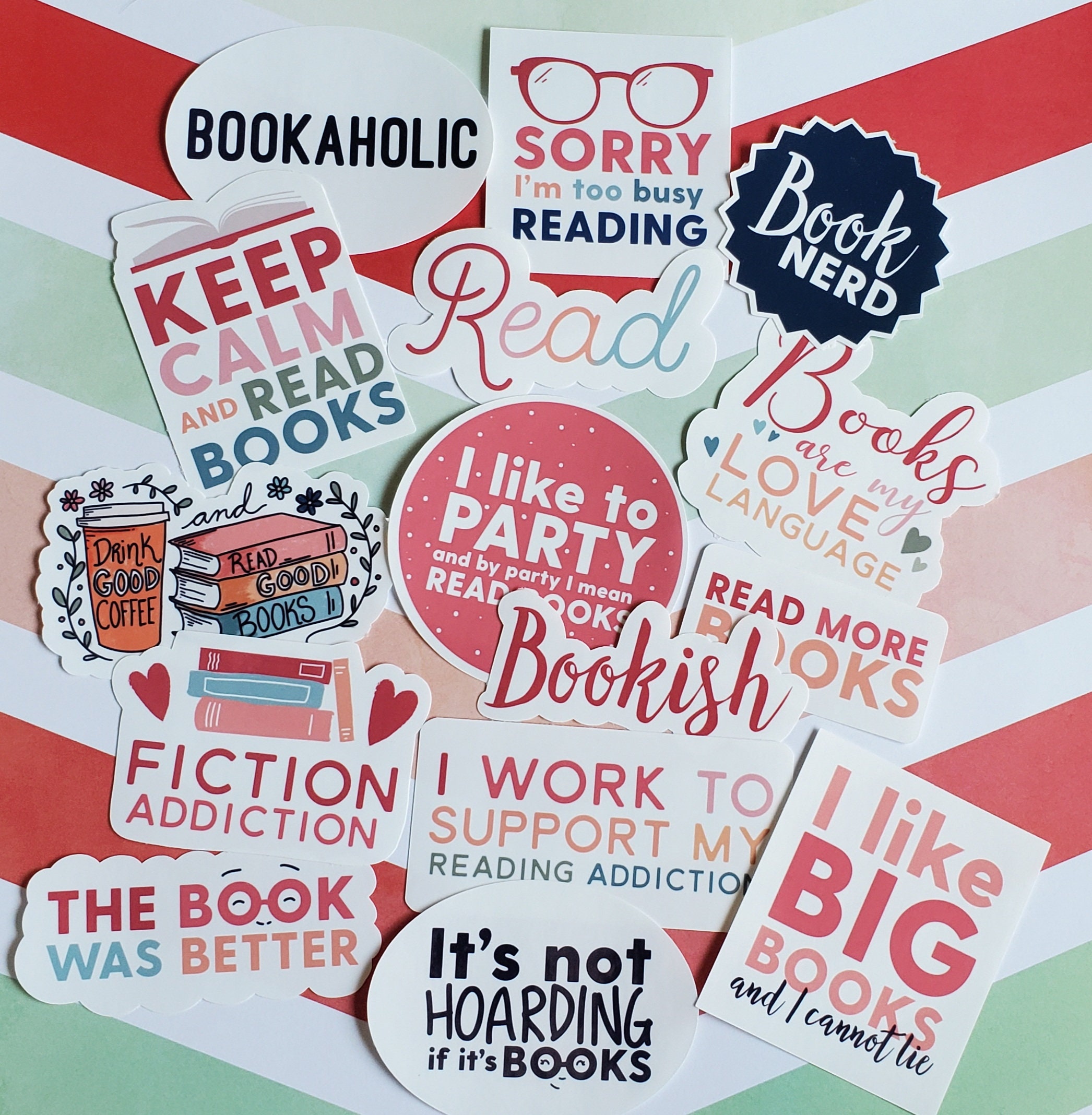 HUGE Reading Sticker Pack Book Nerd Sticker Pack Cute - Etsy