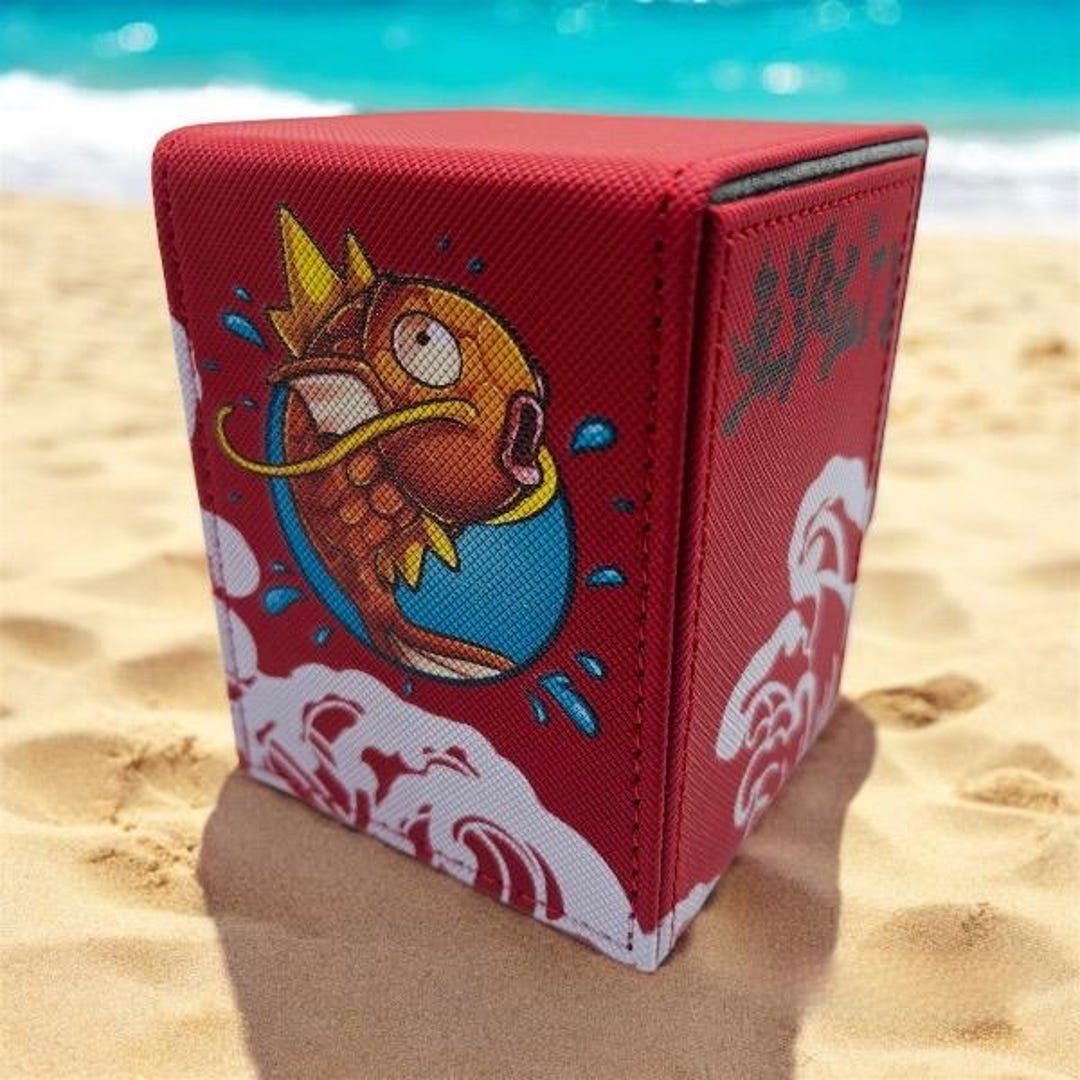 Magnetic TCG Deck Box: Magikarp Fish Water Type Pokemon Beach Waves ...