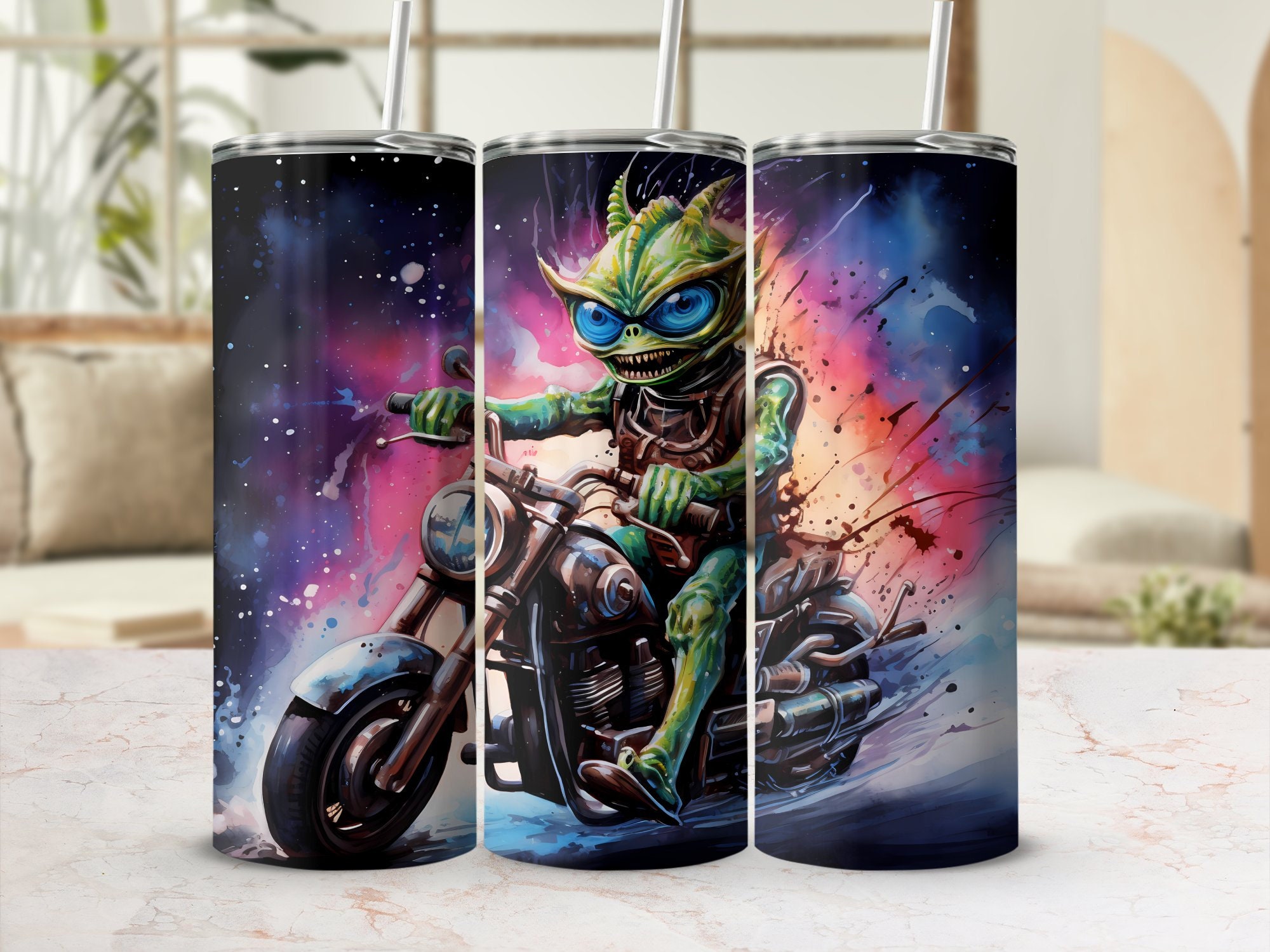 Alien Tumbler Wrap Sublimation Design, Sci-fi 20 Oz Skinny Tumbler ...