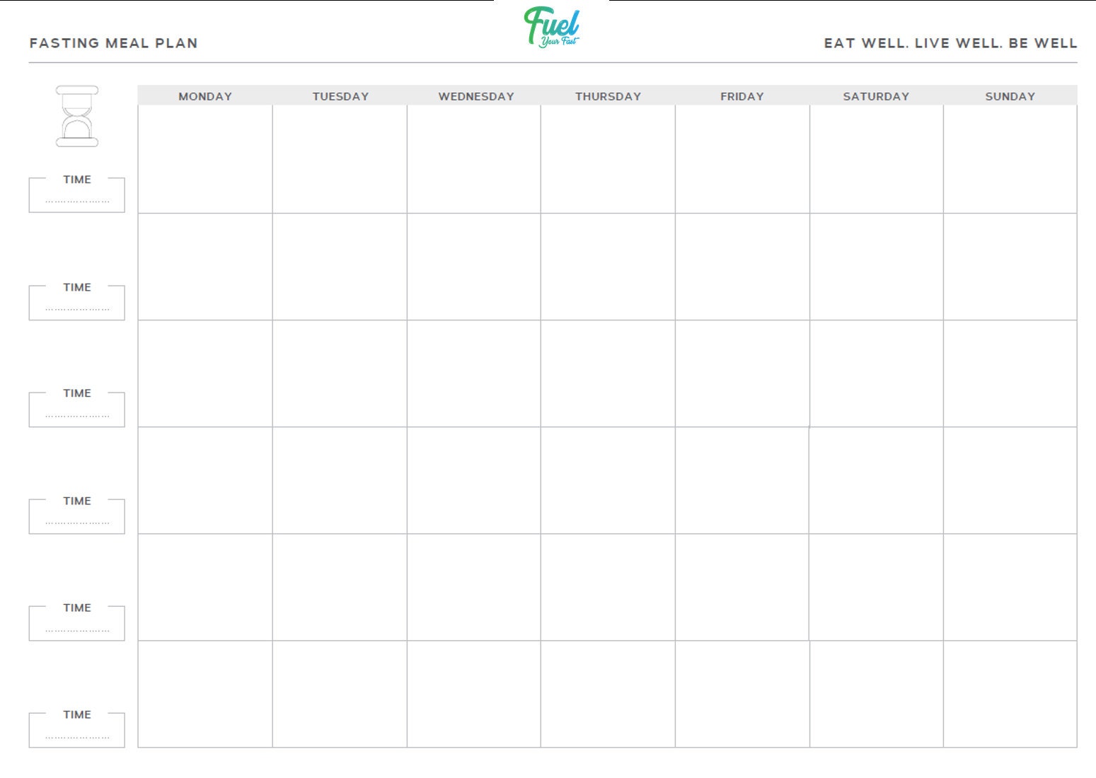 Intermittent Fasting Weekly Meal Planner Fasting Meal - Etsy