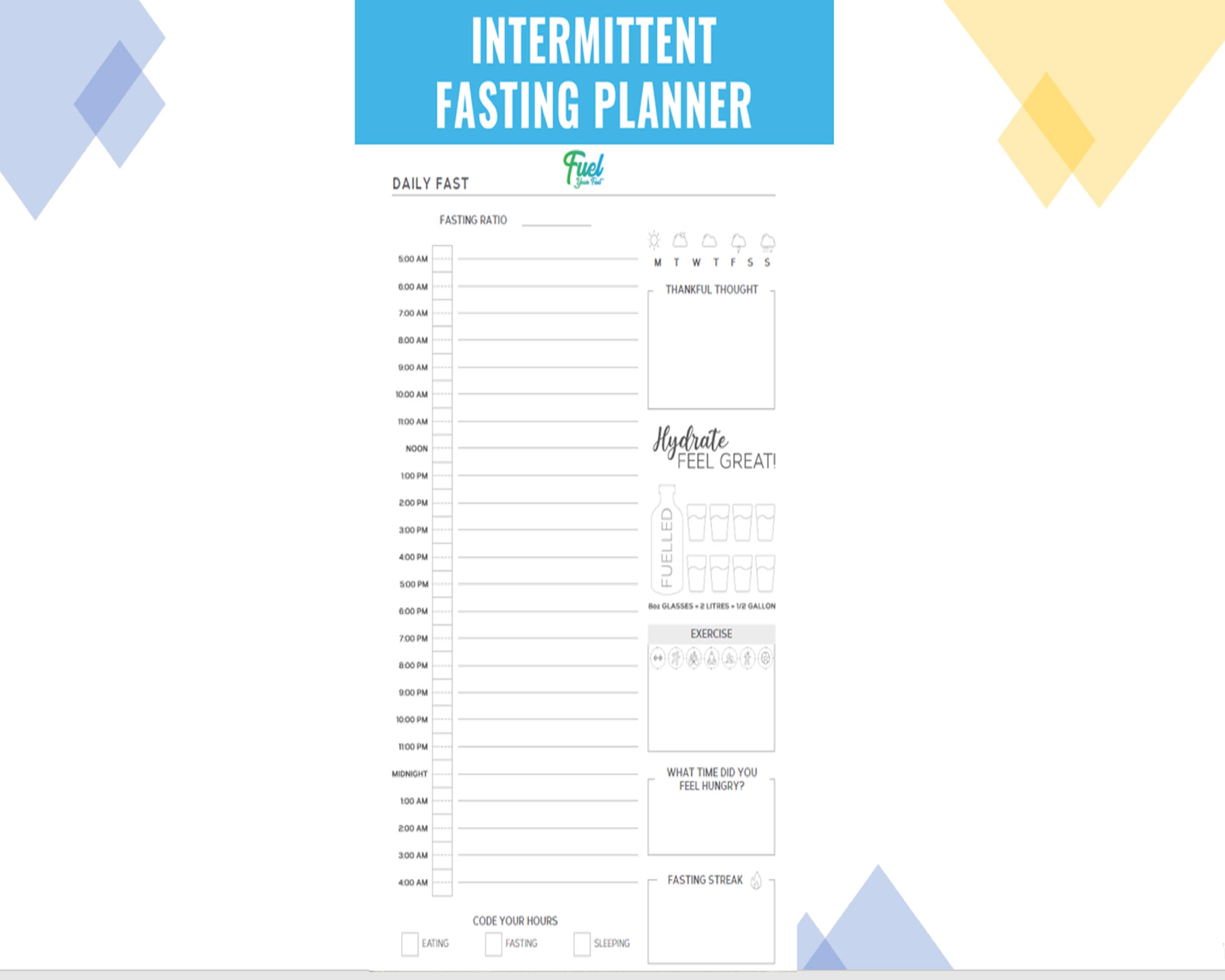 INTERMITTENT FASTING PLANNER | Daily Fast | Intermittent Fasting ...