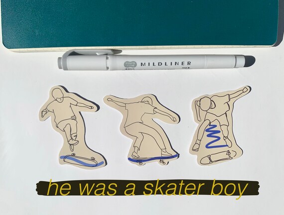 Skater Boy Sticker Pack Aesthetic Journal Stickers Line | Etsy