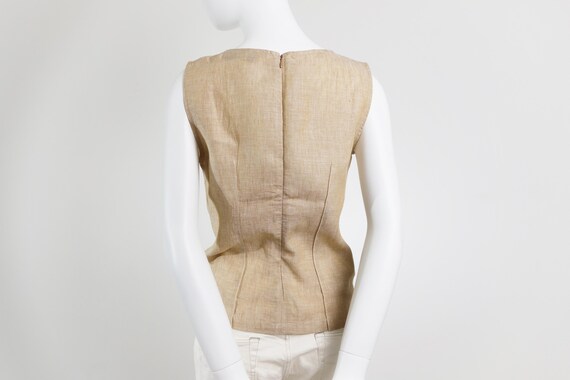 Pierre Cardin Paris Vintage 80s Linen Beige Top Corse… - Gem