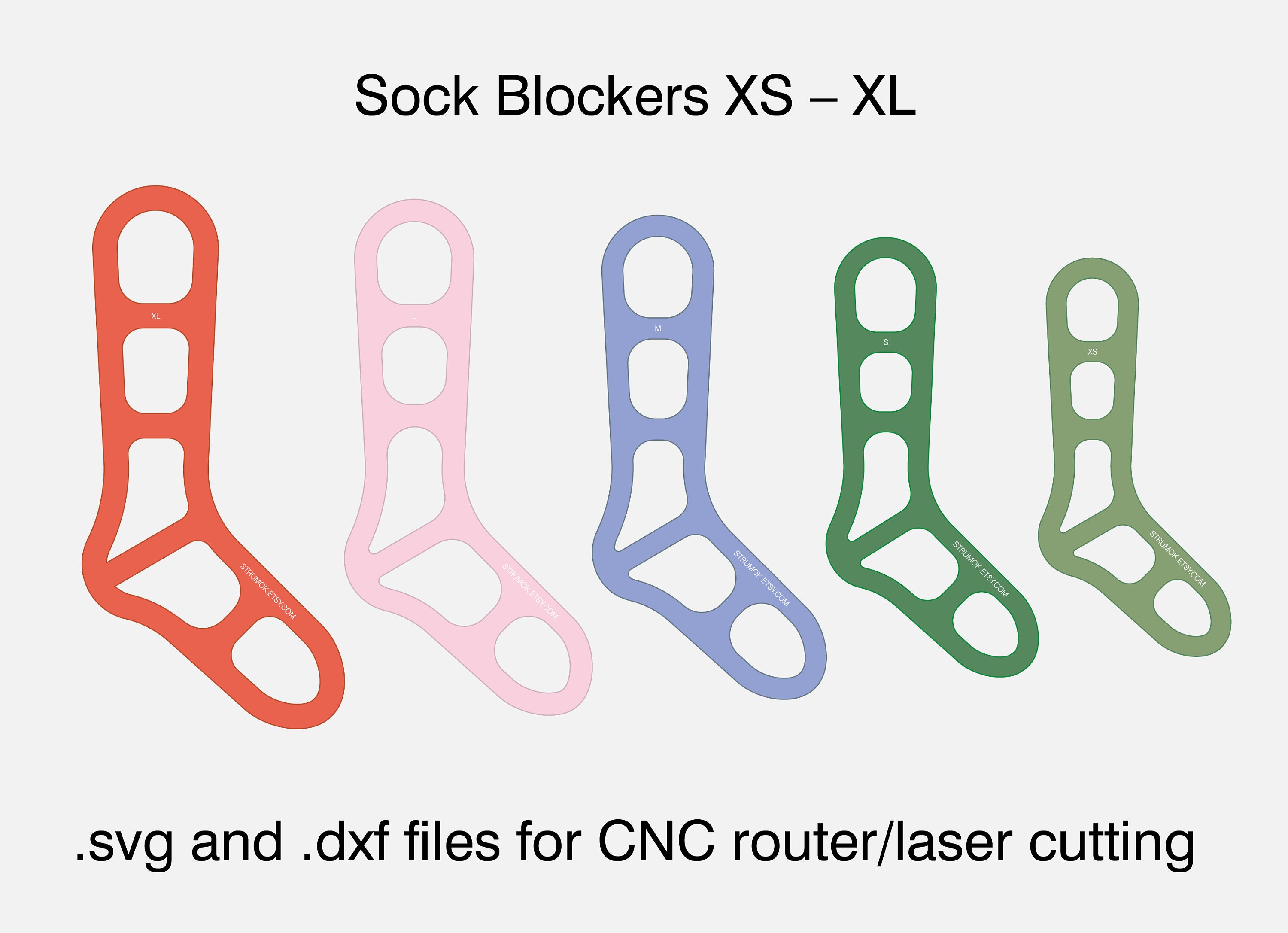 Sock Blockers All Sizes CNC Laser and Router Cutting Files, .svg .dxf ...
