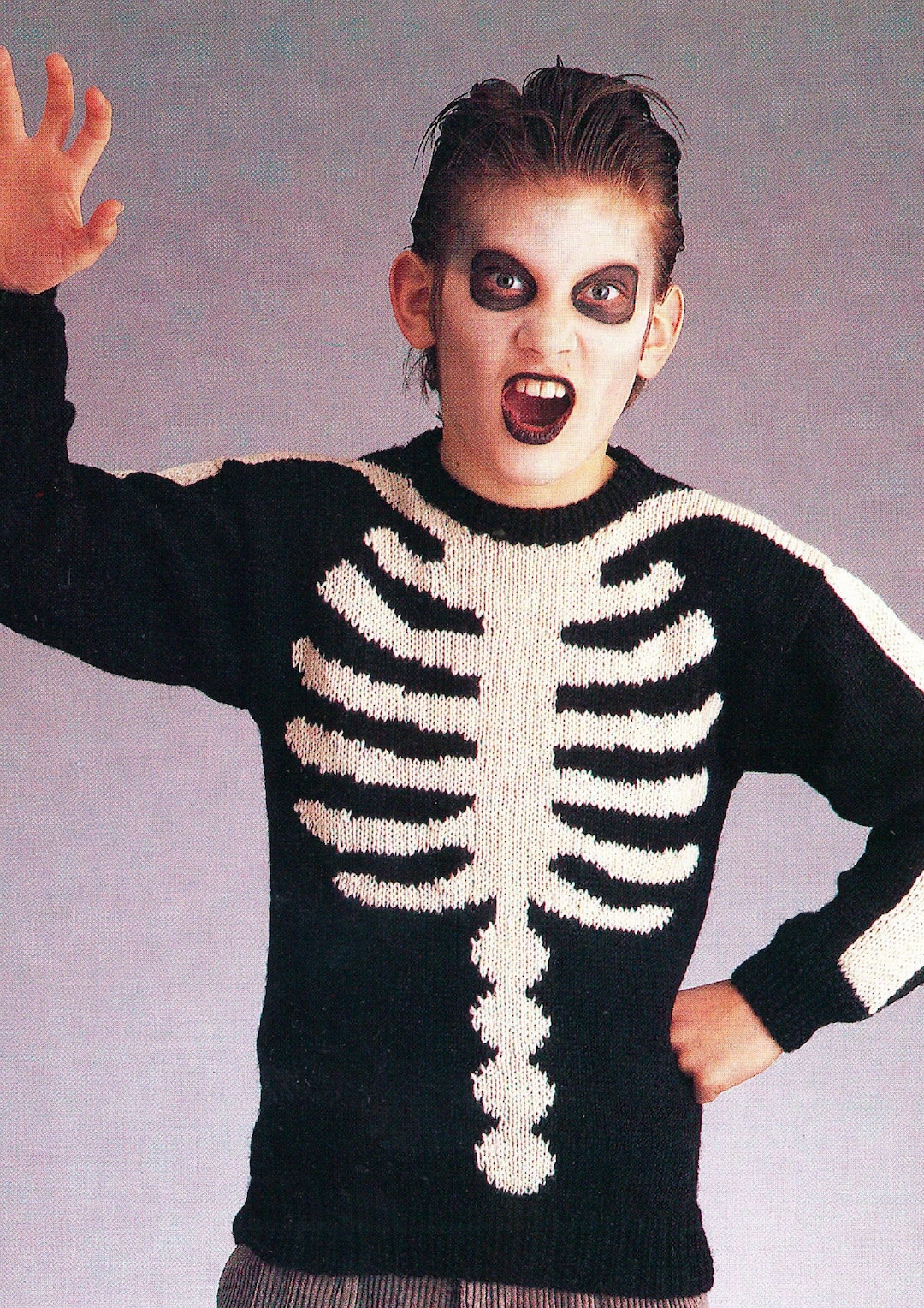 PDF Knitting Pattern, Vintage Skeleton Sweater, DK, Retro, Jumper, Goth ...