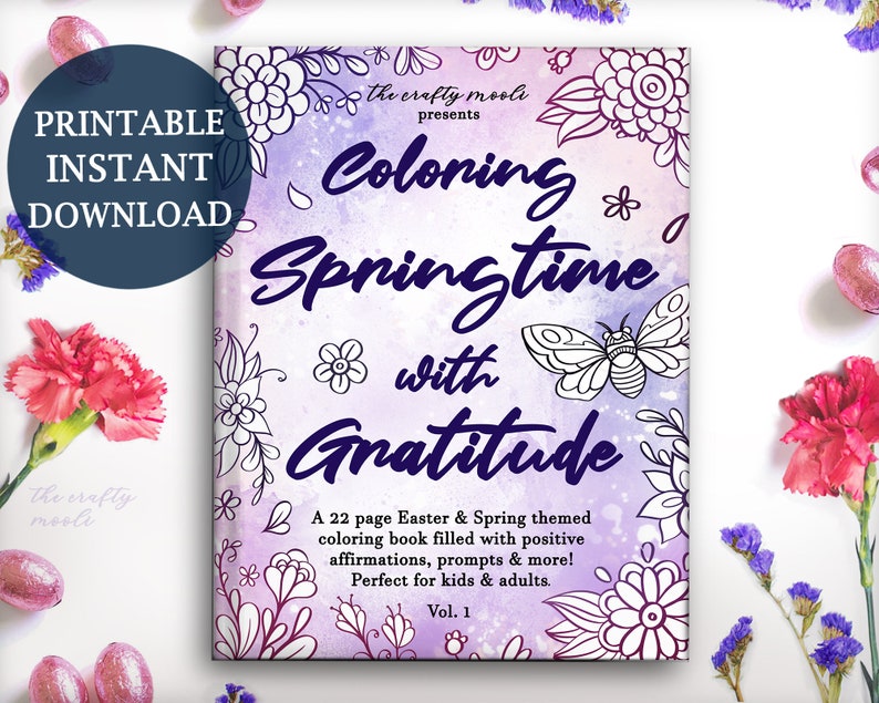 Spring / Easter Gratitude Coloring Book Pages Printable - Downloadable ...