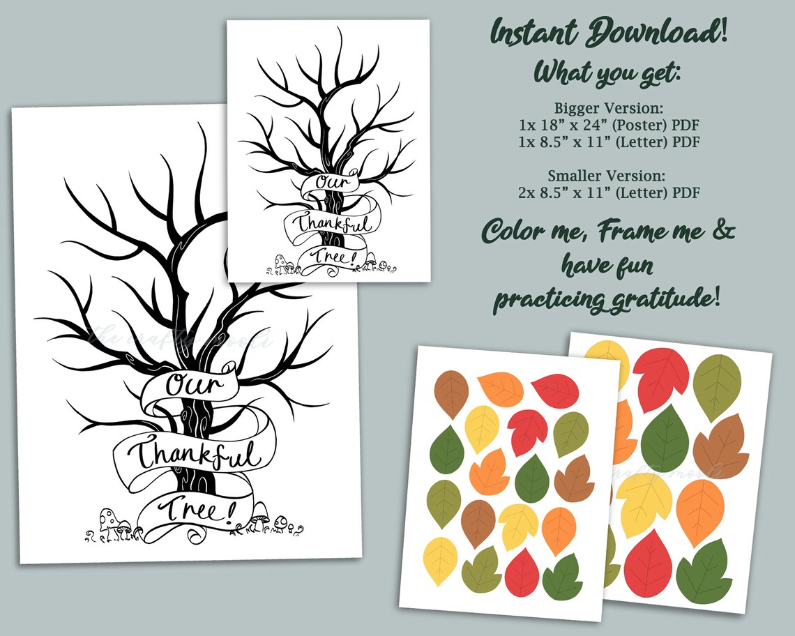 Thankful Tree Printable , Thanksgiving Poster , Practice Gratitude ...