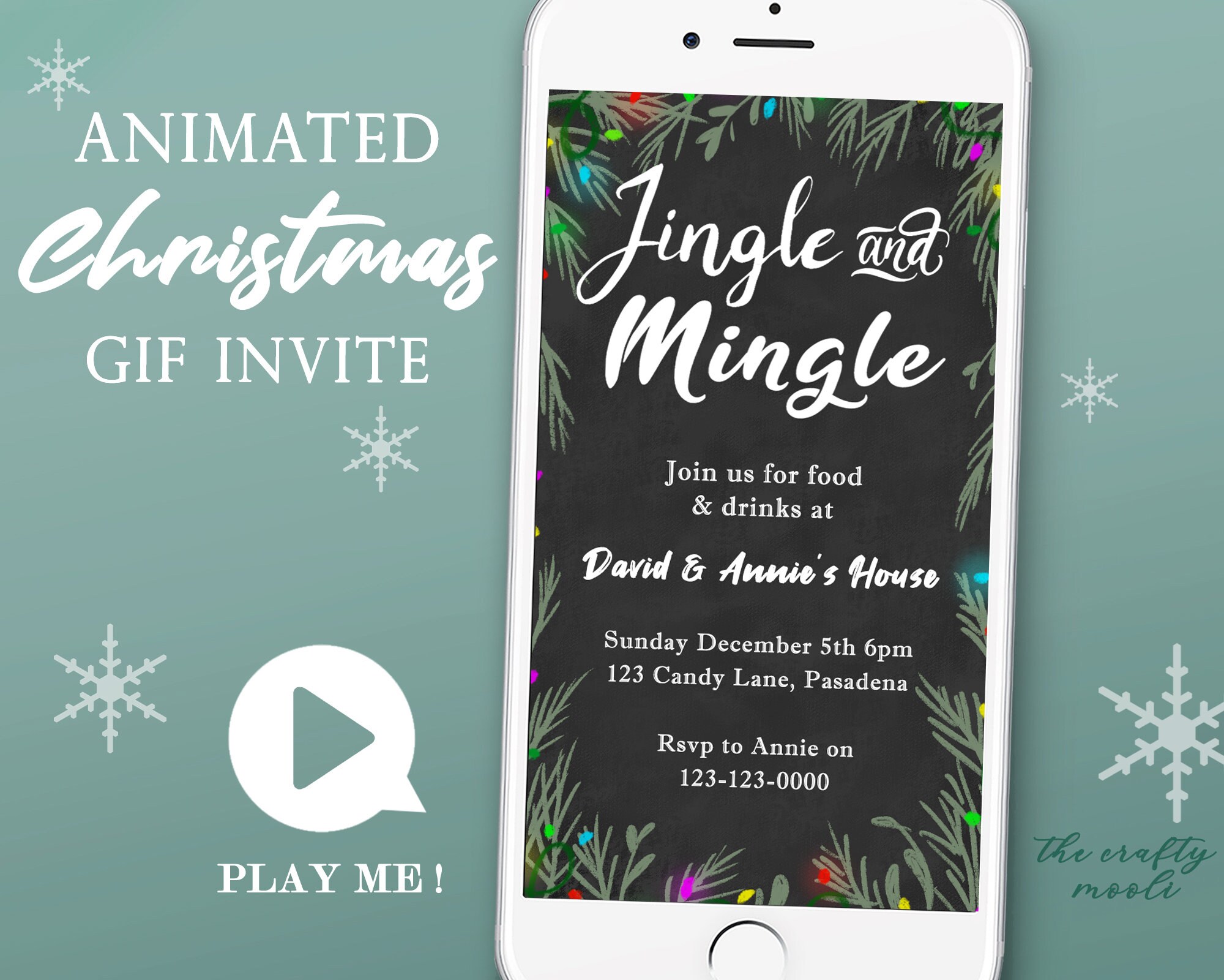 Jingle & Mingle Party invite Animated digital invitation GIF | Etsy