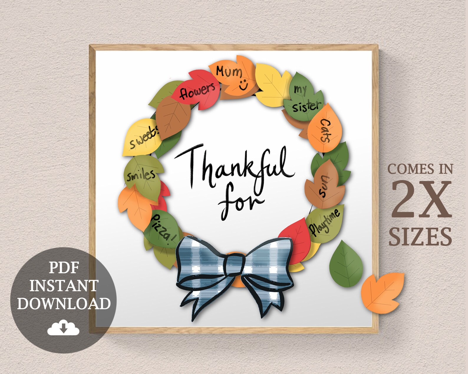 Gratitude Wreath Printable - Thanksgiving Poster - Practice Gratitude ...