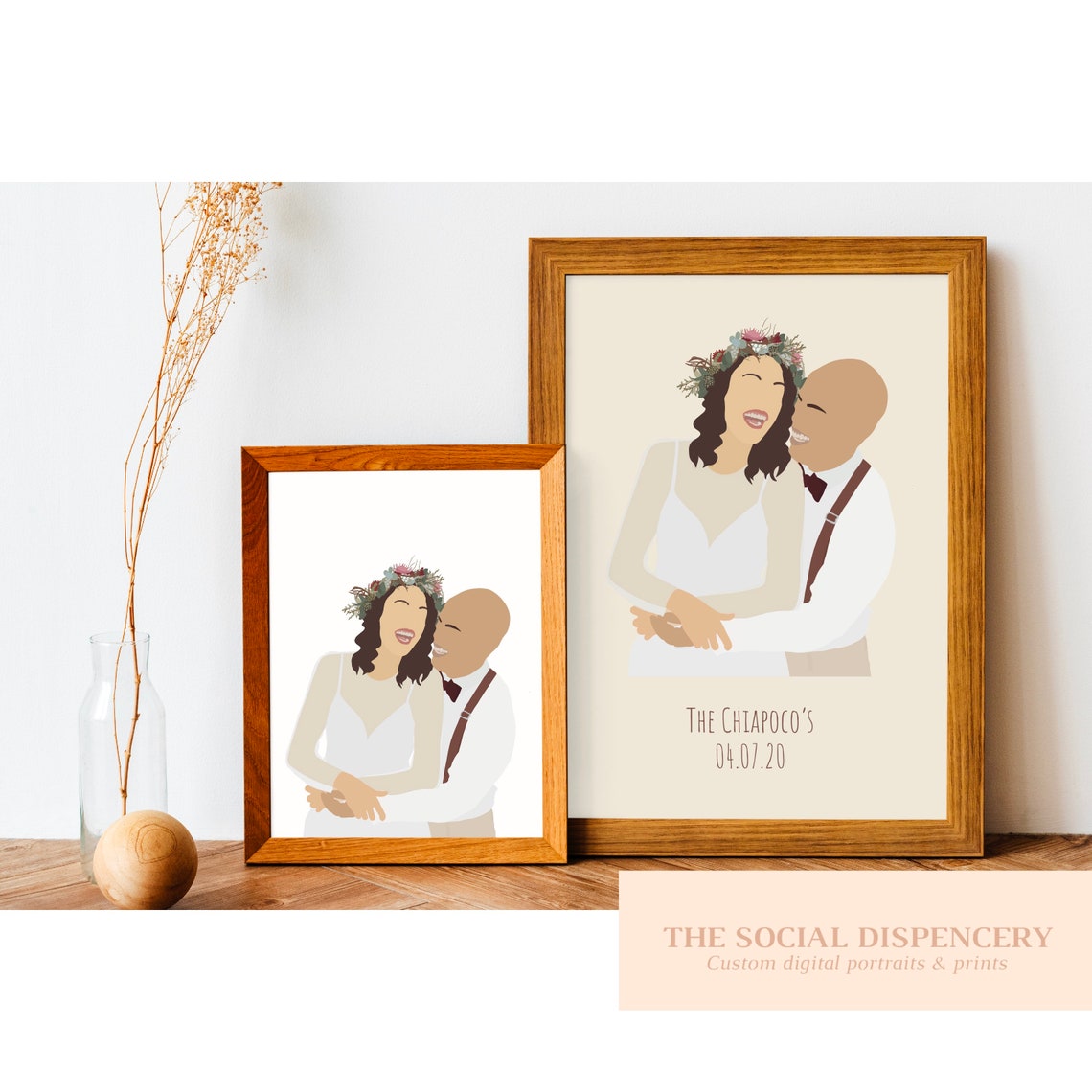 Custom Wedding Portrait Anniversary Digital Illustration | Etsy