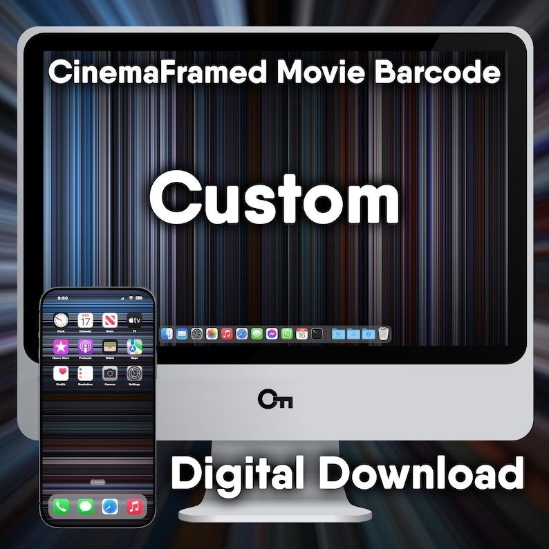 DIGITAL DOWNLOAD - Custom Movie Barcode, Cinemaframed, Movie Lover ...