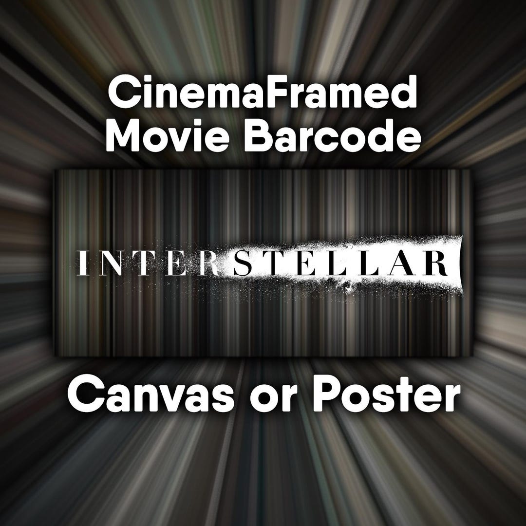 Interstellar (2014) Movie Barcode - Canvas or Poster, Cinemaframed, Movie Lover Wall Art, Entire ...