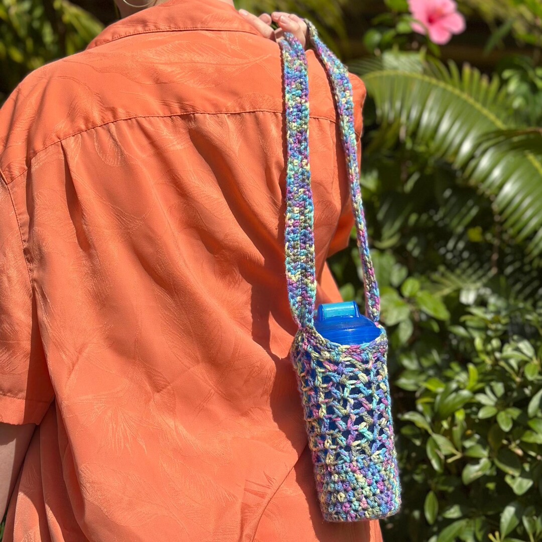 Crochet Water Bottle Holder, Crochet Water Bottle Bag, Handmade Bottle ...