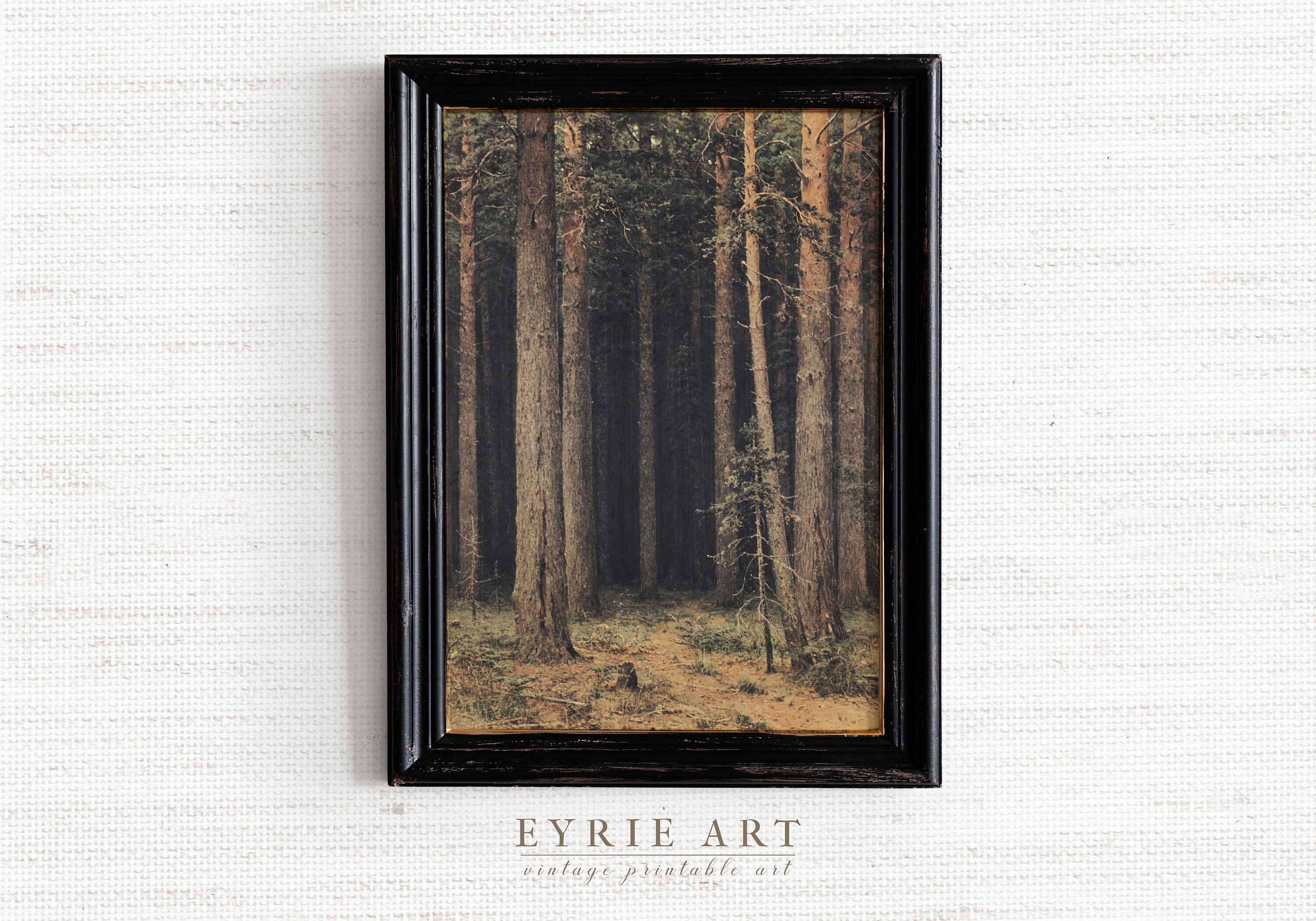 Vintage Tree Painting Rustic Forest Landscape Print Nature - Etsy