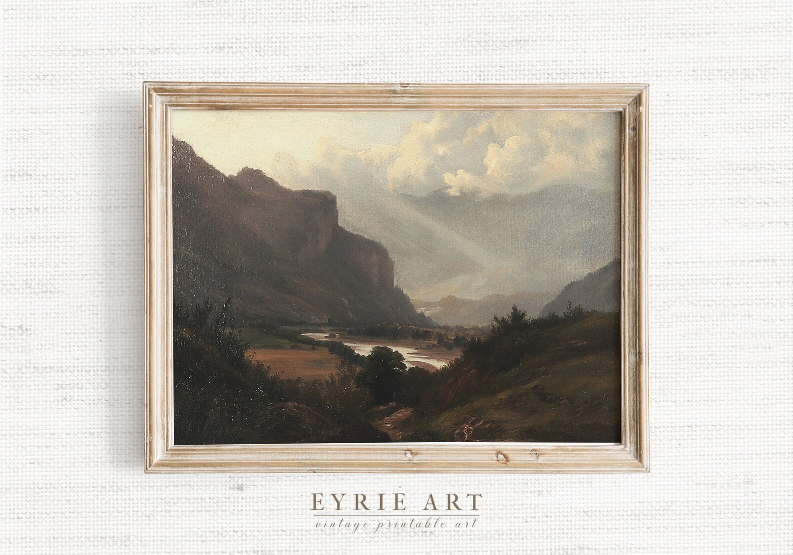 Vintage Mountain Prints SET of 4 Wall Art, Rustic Landscape Painting ...