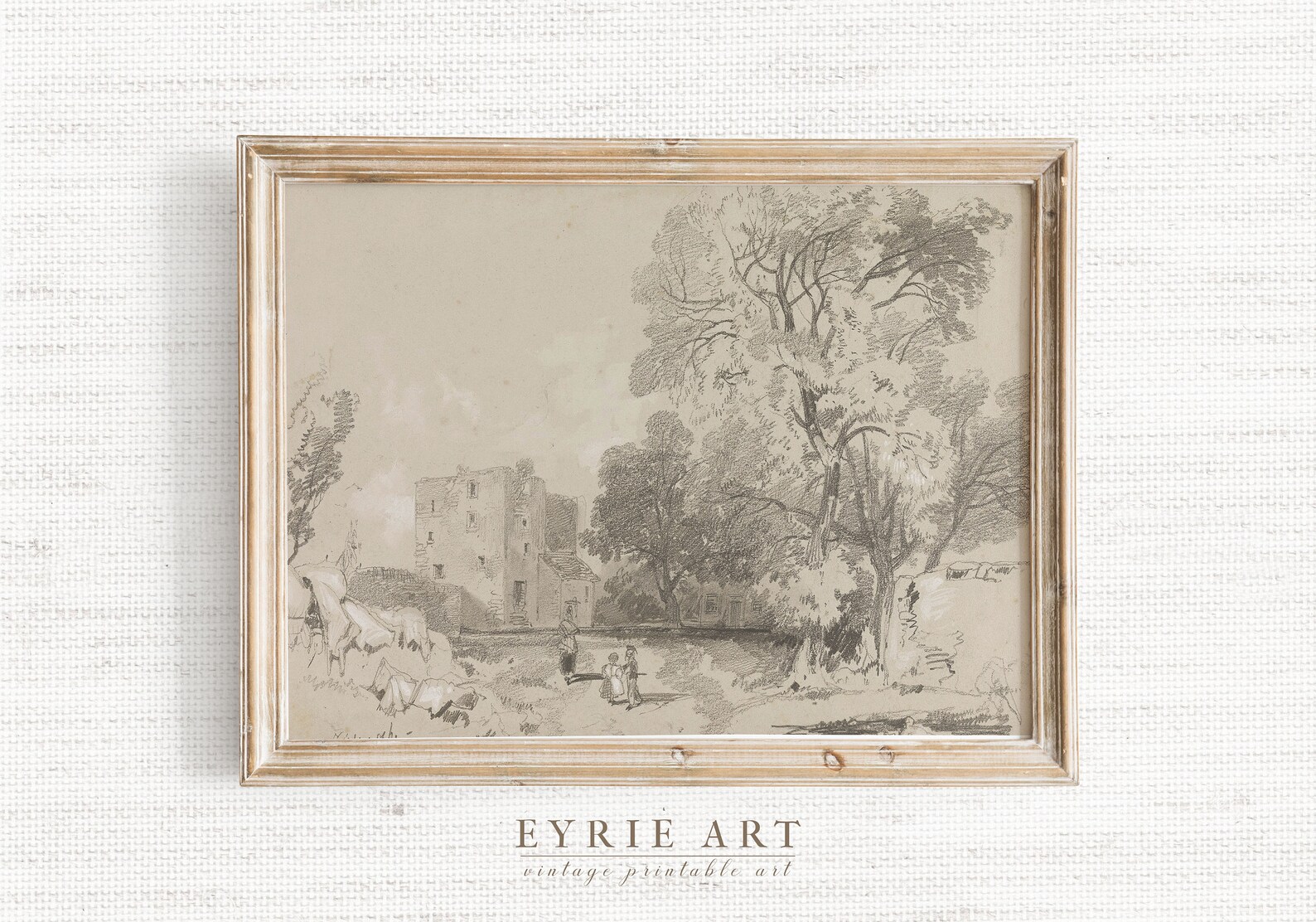 Rustic Landscape Sketch Print Vintage Pencil Drawing Art - Etsy