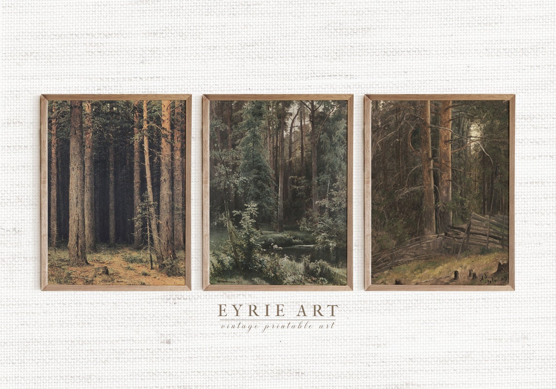 Tree 3 Piece Wall Art Forest Landscape Print SET of 3 Nature - Etsy