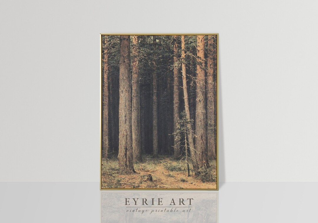 Vintage Tree Painting, Rustic Forest Landscape Print, Nature Wall Art ...