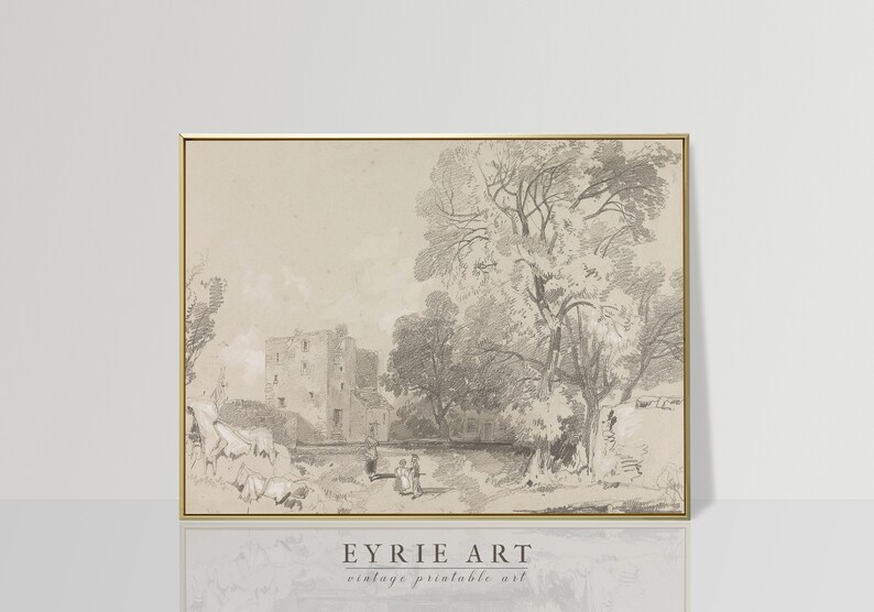 Rustic Landscape Sketch Print Vintage Pencil Drawing Art - Etsy