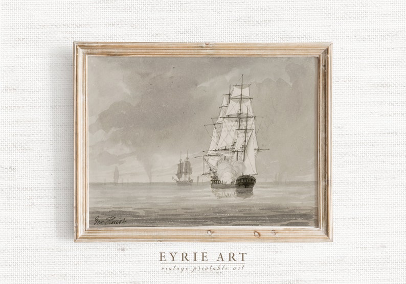Nautical Gallery Wall Art SET of 4 Prints, Neutral Sailboat Print SET ...