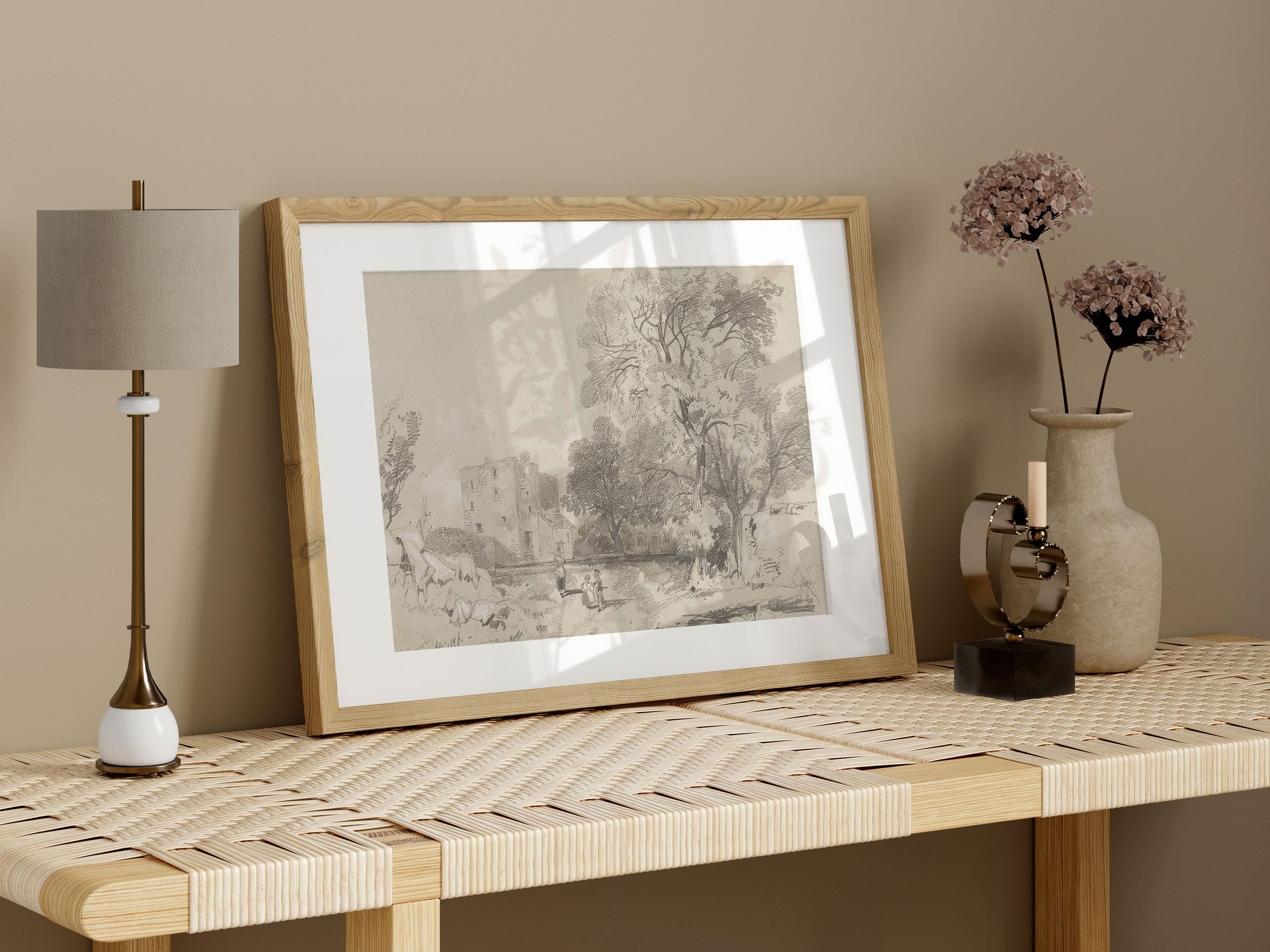 Rustic Landscape Sketch Print Vintage Pencil Drawing Art - Etsy