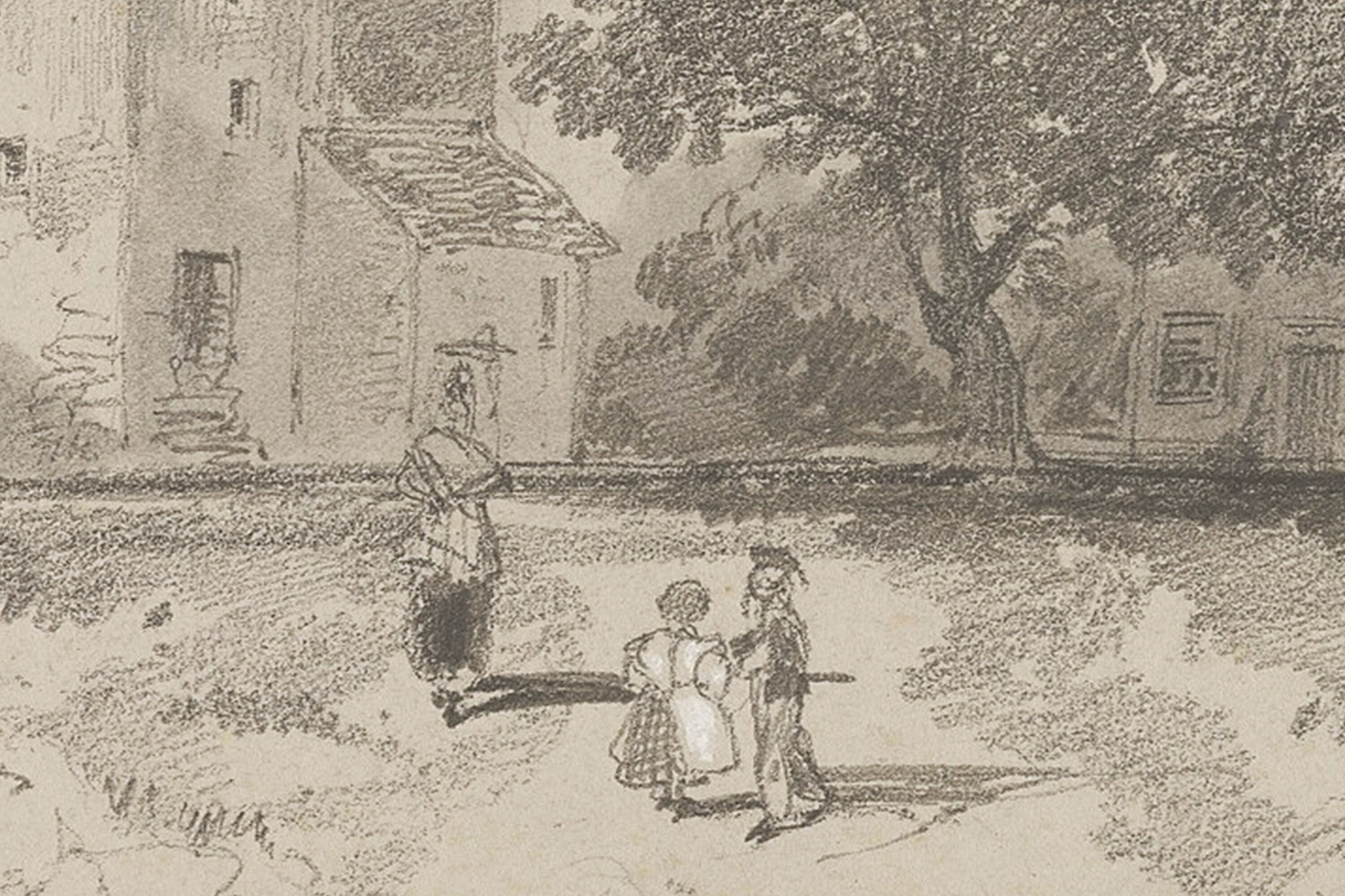 Rustic Landscape Sketch Print Vintage Pencil Drawing Art - Etsy