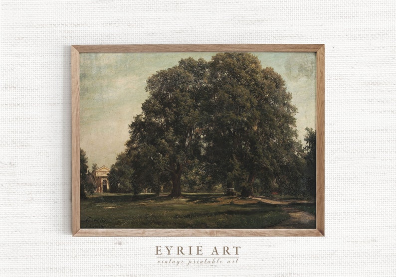 Vintage Tree Painting Oak Tree Print Cottage Landscape - Etsy