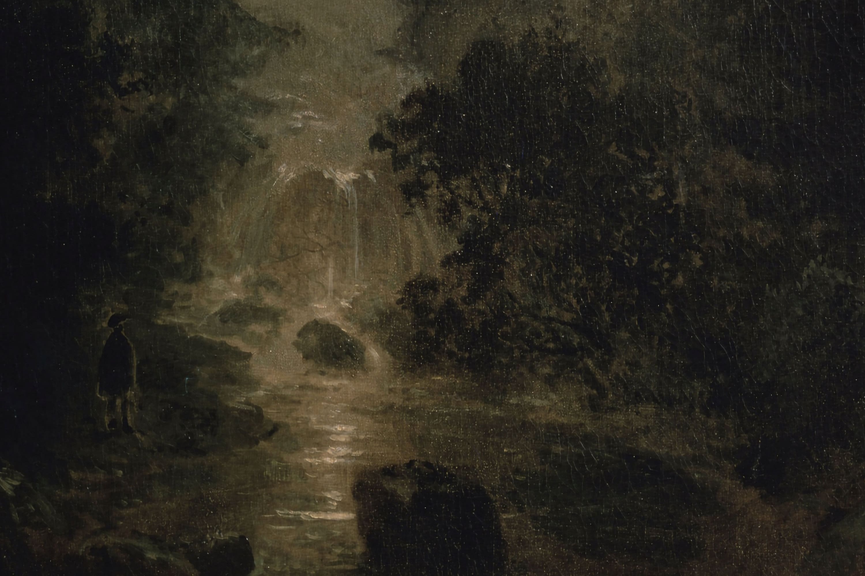 Dark Forest Landscape Painting Night Sky Print Pine Tree - Etsy