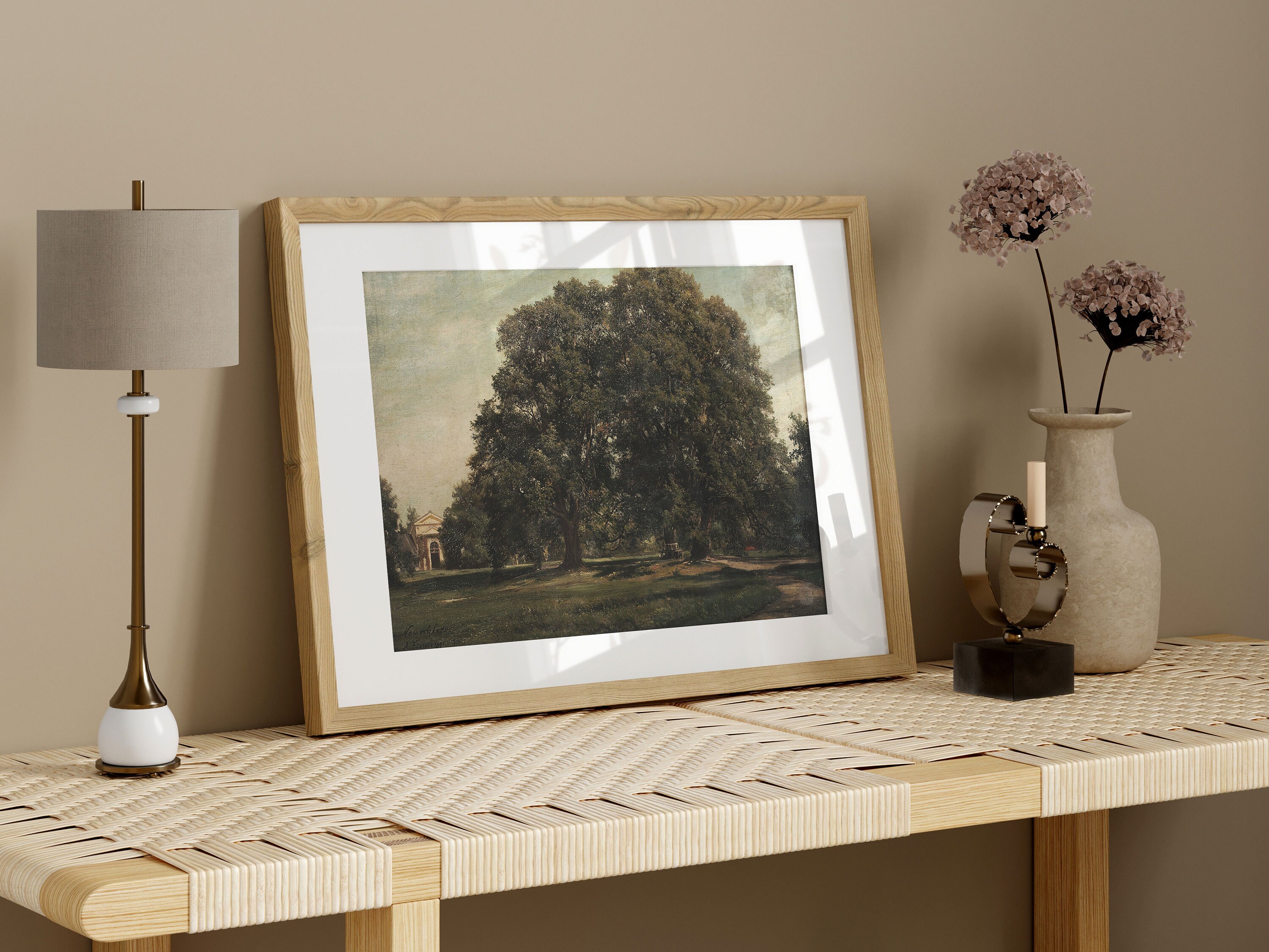 Vintage Tree Painting Oak Tree Print Cottage Landscape - Etsy