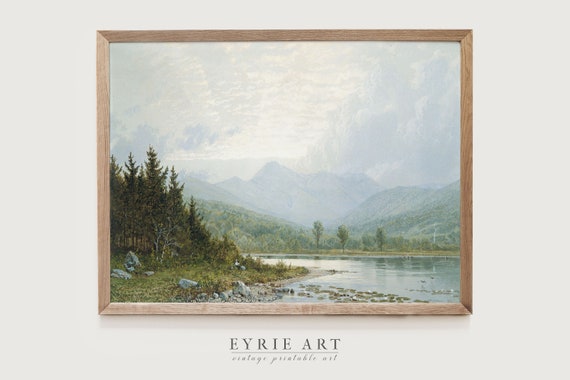 Vintage Forest Stream Painting Lake House Wall Art Nature | Etsy