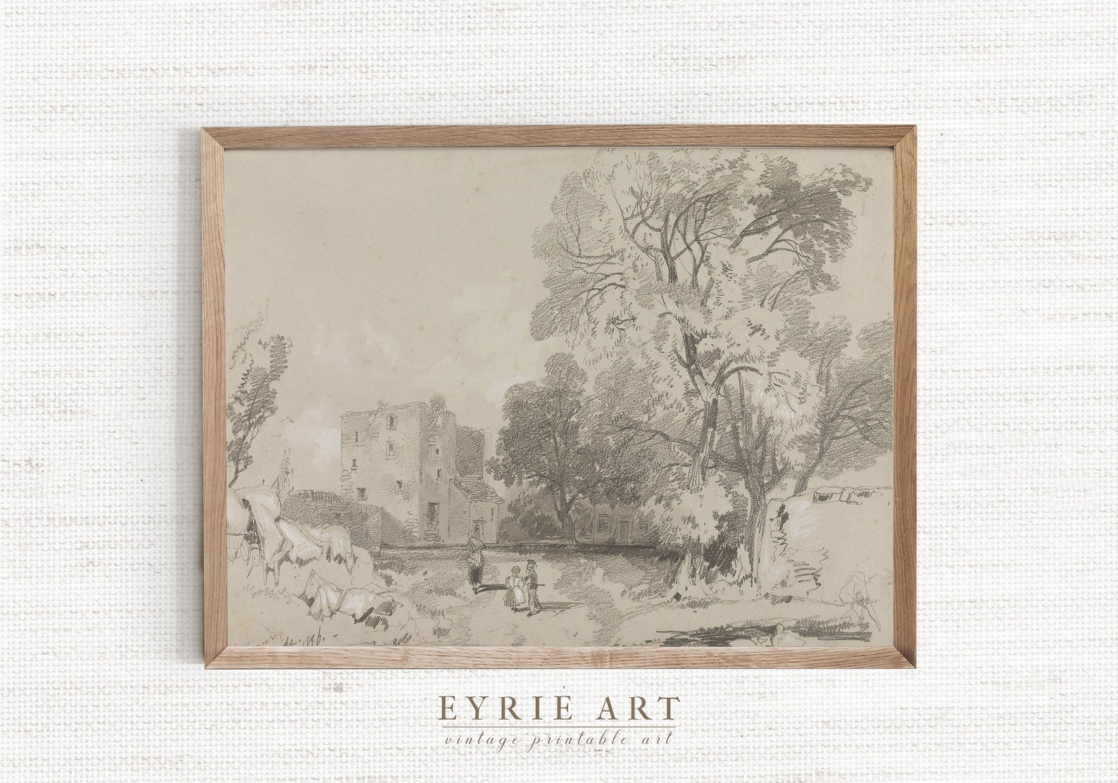 Rustic Landscape Sketch Print Vintage Pencil Drawing Art - Etsy